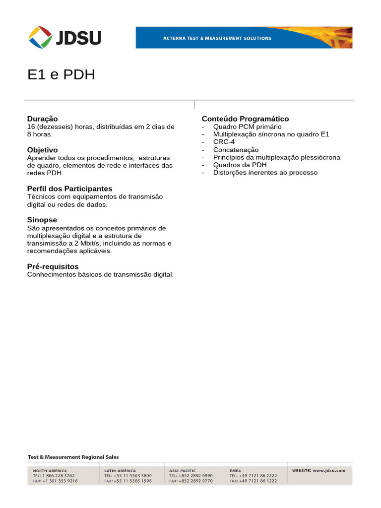 E1 E PDH: Duração Conteúdo Programático | PDF