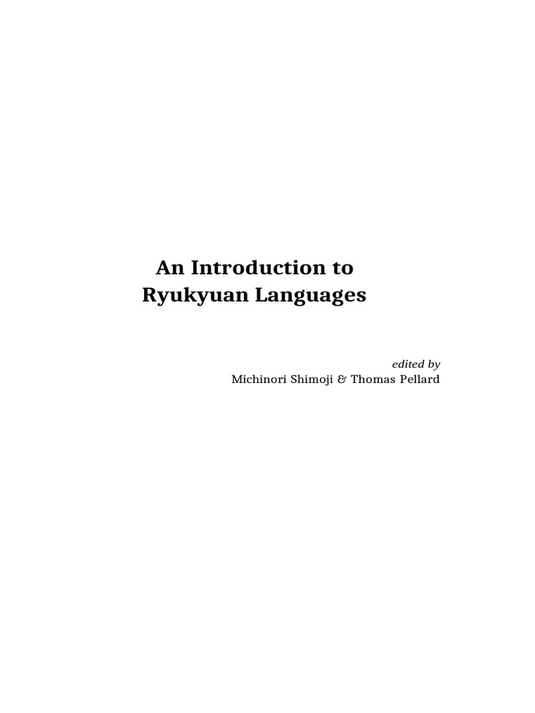2015 Papers and Presentations an Introduction to Ryukyuan Languages | PDF