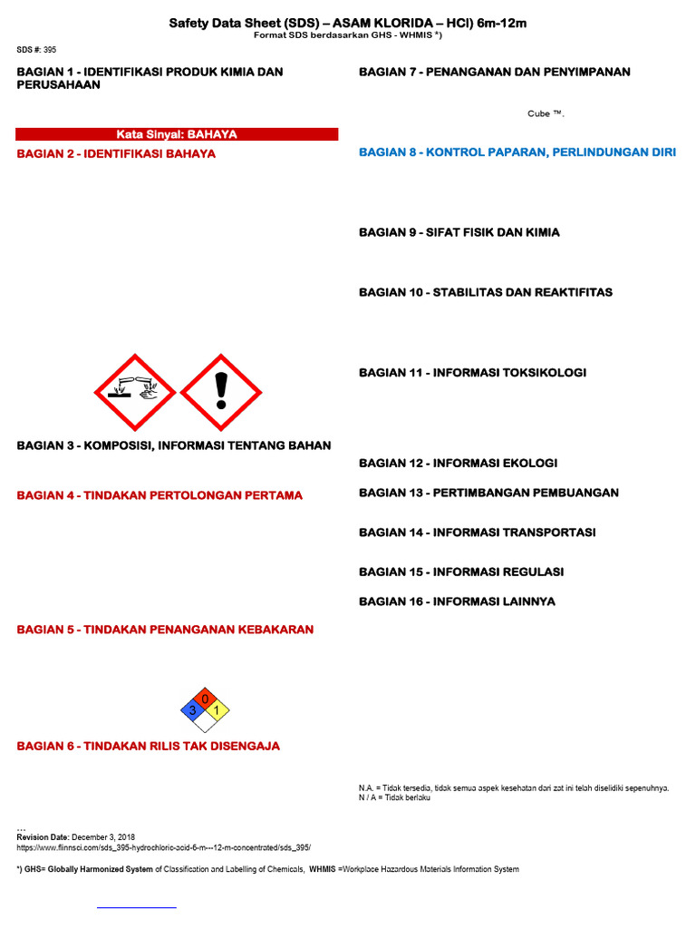 SDS - Asam Klorida - HCl | PDF