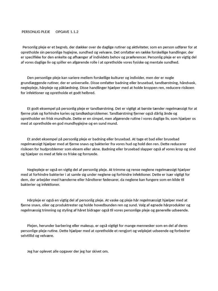 Personlig Pleje | PDF