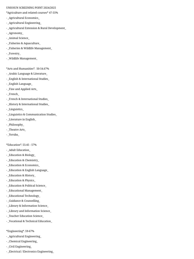 UNIOSUN SCREENING POINT | PDF