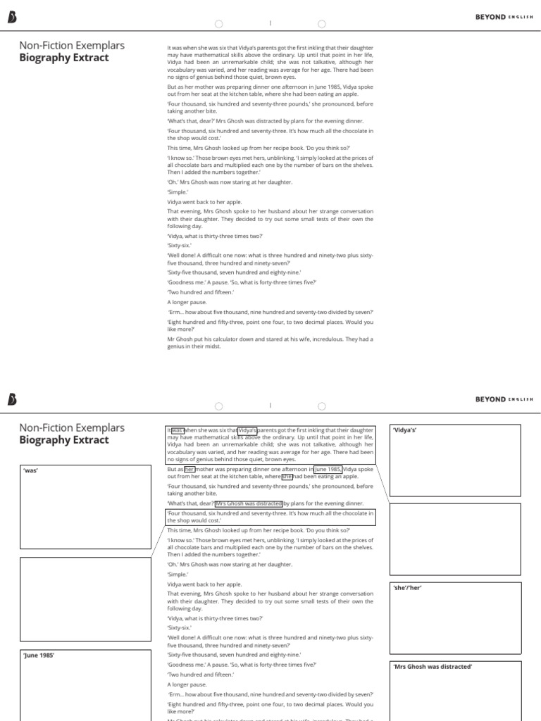 Biography Exemplar Annotated-BW | PDF