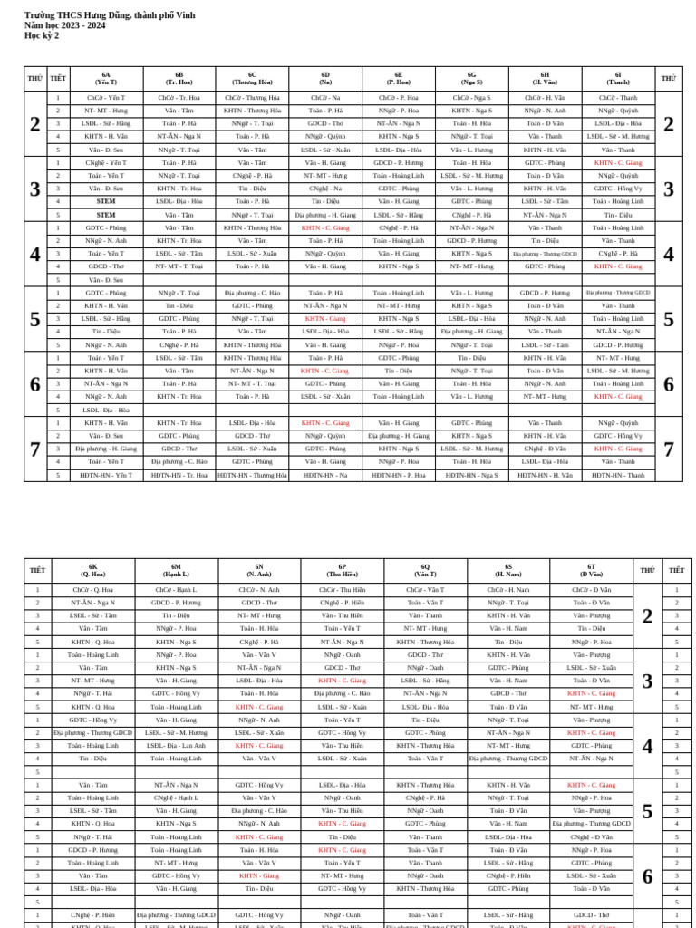 TKB SỐ 8 (TỪ NGÀY 8-4-2024) | PDF