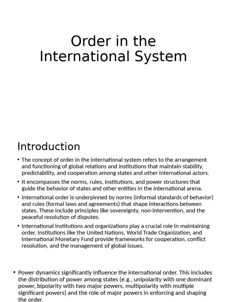 Order in The International System | PDF
