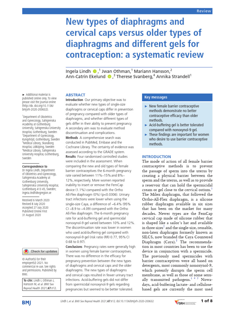 Diaphragm and Cervical Cap Review | PDF | Birth Control | Urinary Tract ...