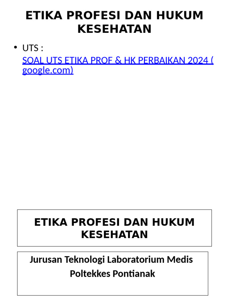 Etika Profesi Dan HK Anakes 1 & 2 | PDF
