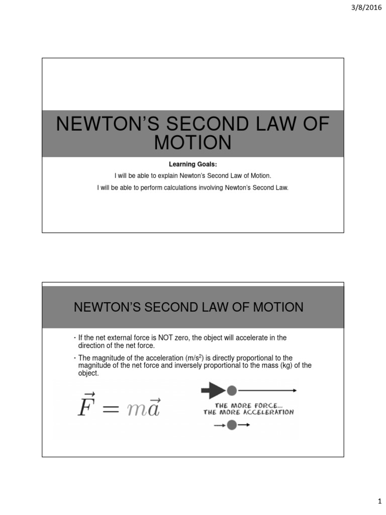 Day 32 - Lesson 3 Newton - S Second Law of Motion | PDF