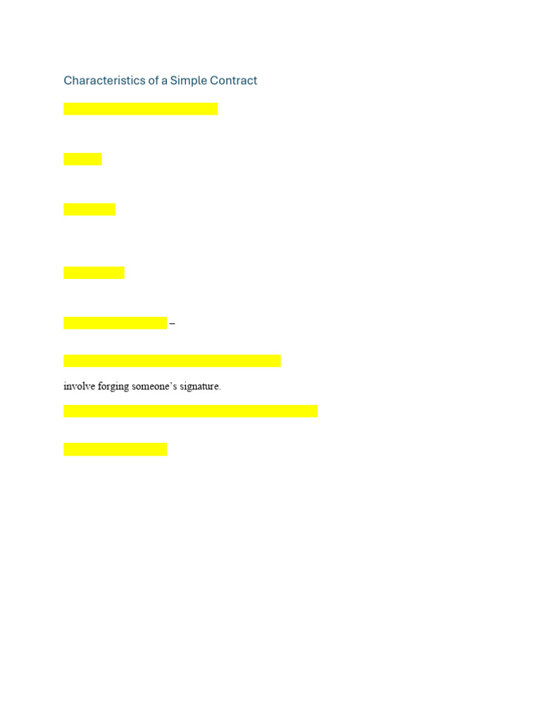 Characteristics of A Simple Contract | PDF
