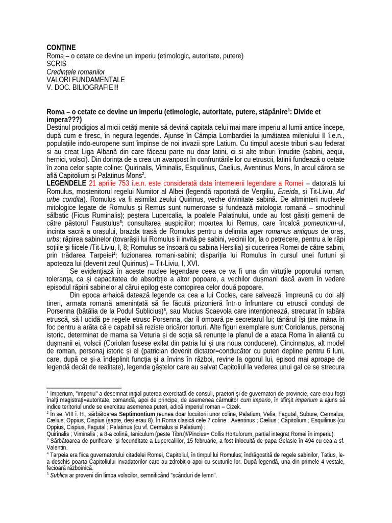 CURS 9.1. Roma. Istorie, Credinte | PDF