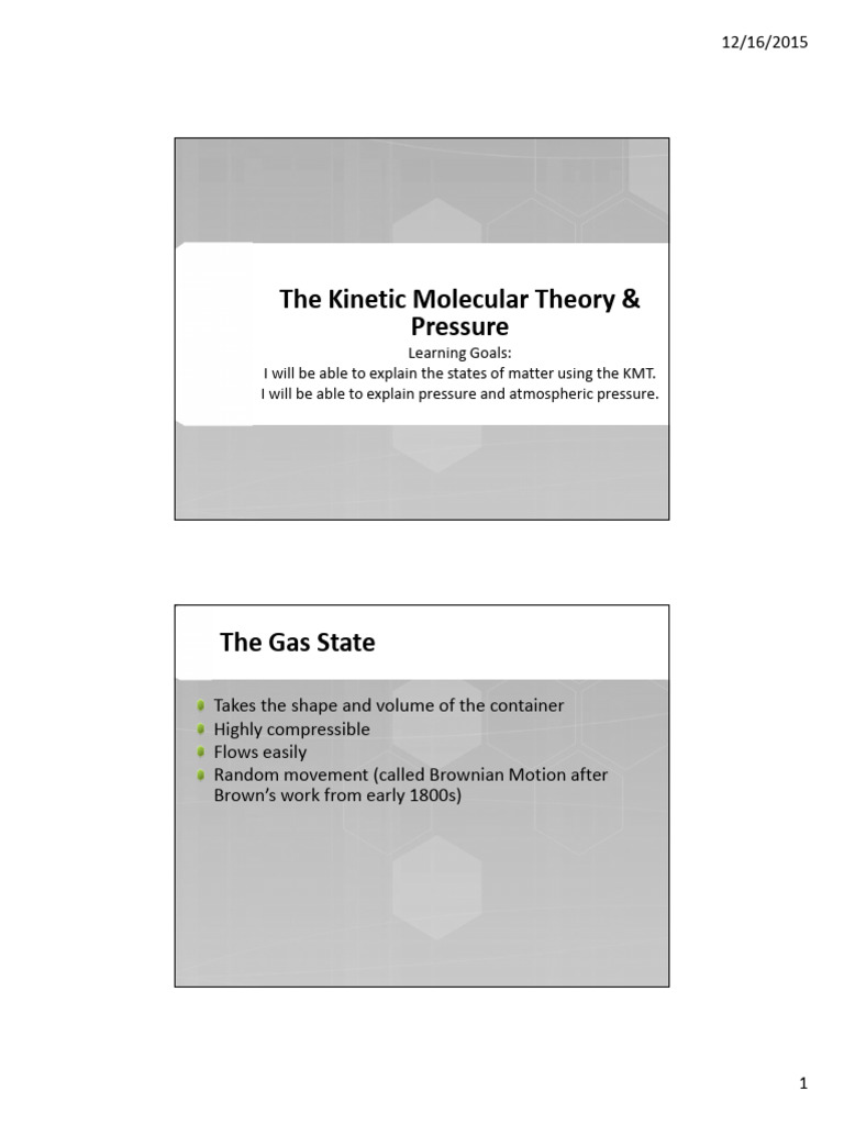 Day 07 - Lesson 2 The Kinetic Molecular Theory | PDF