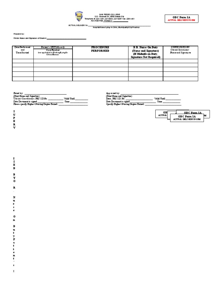 ODC Form 1A: San Pedro College | PDF
