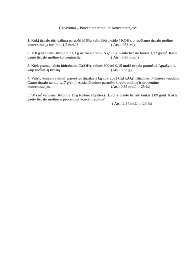 Molinė Koncentracija | PDF