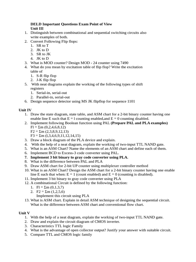 DELD Important | PDF | Logic Gate | Teaching Methods & Materials