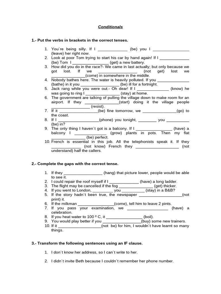 Conditionals For Upper 4th Eso | PDF