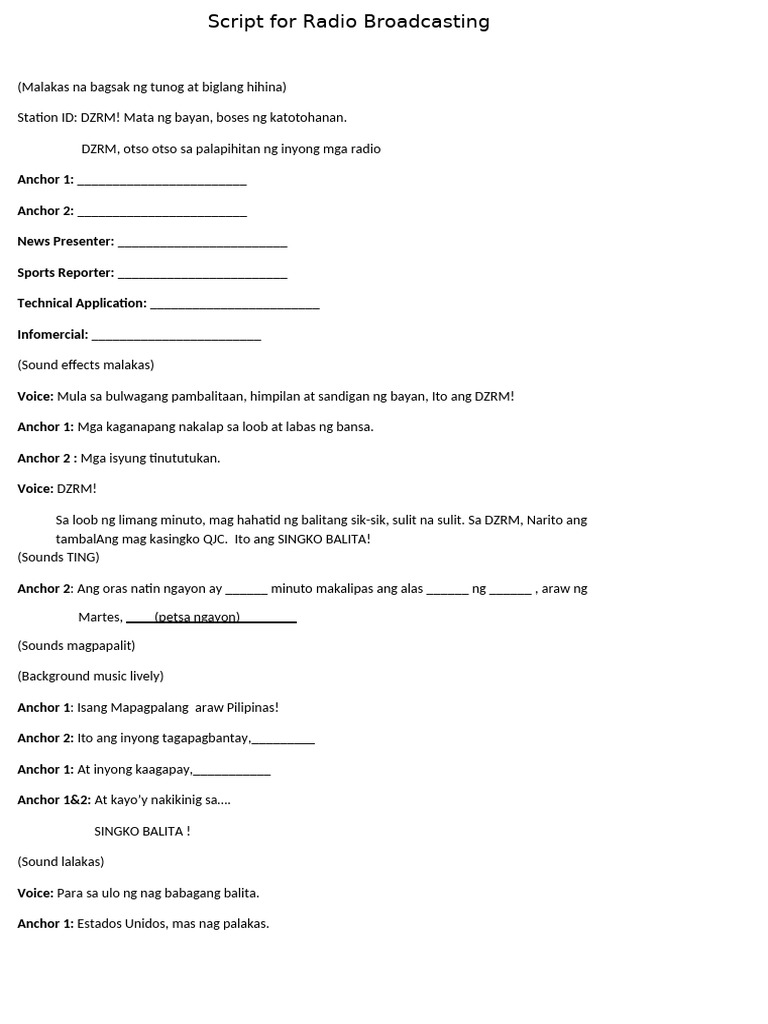 Filipino Radio Broadcasting Script | PDF