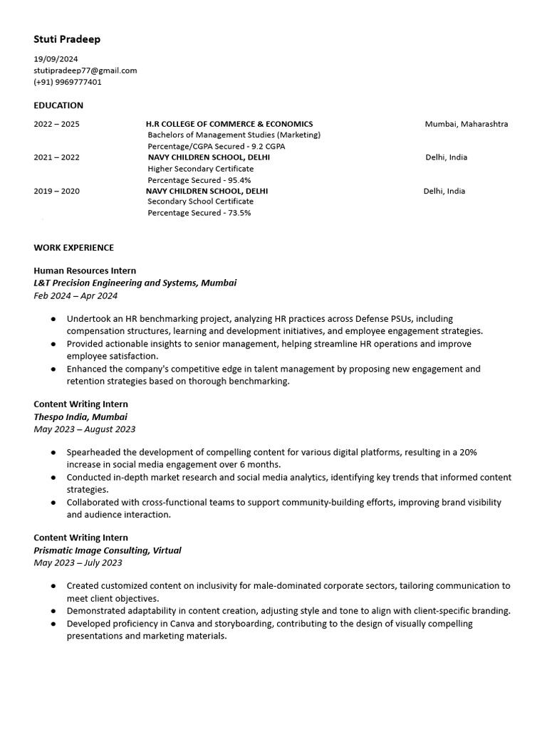 Stuti New Resume | PDF