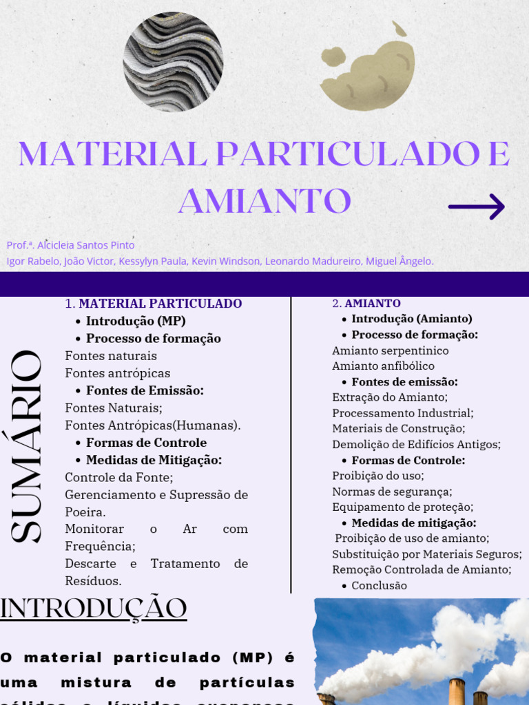 Material Particulado e Amianto Impactos Ambientais e Riscos À Saúde ...