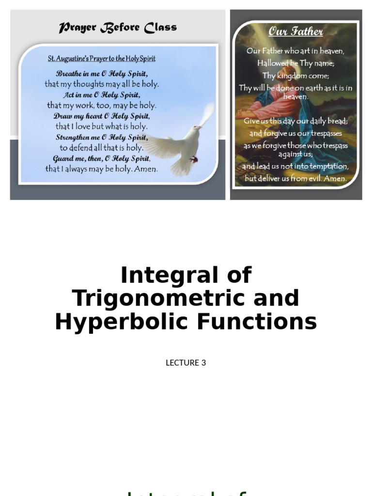 Lecture 3 Integral of Trig and Hyperbolic Functions | PDF