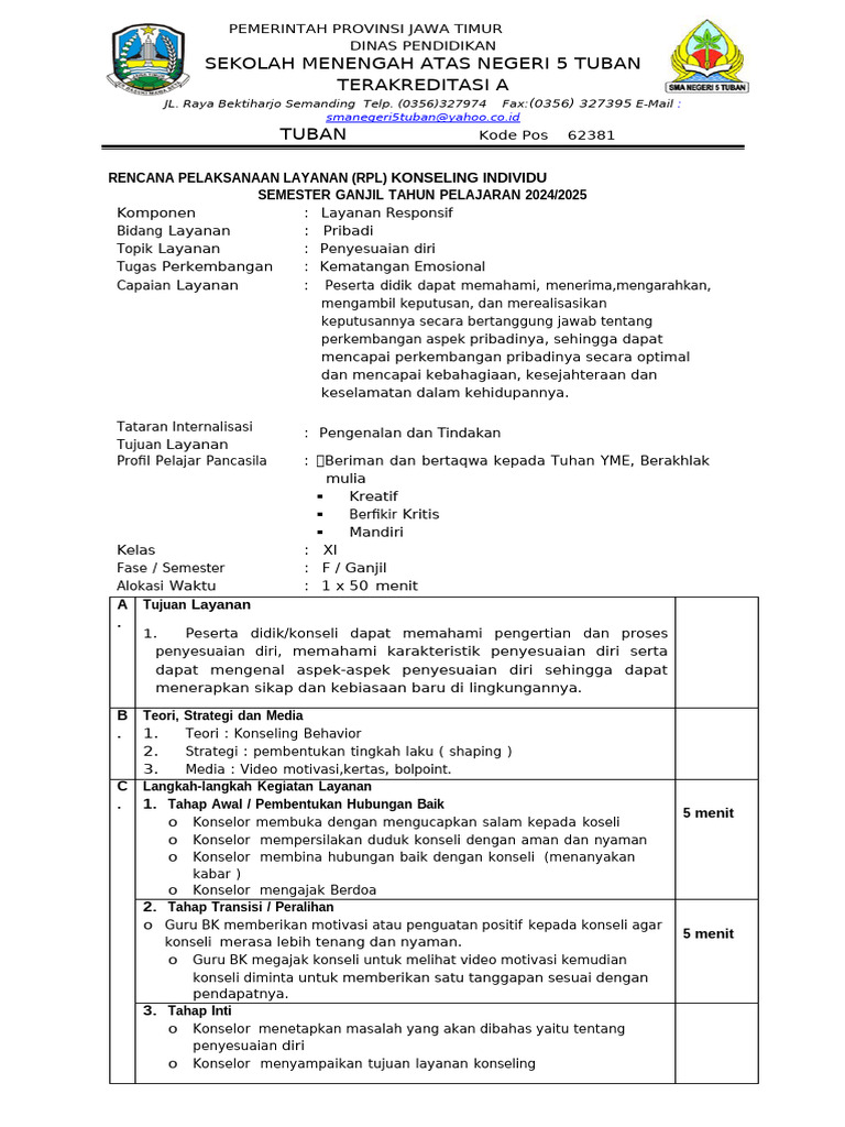 CONTOH RPL Individu | PDF