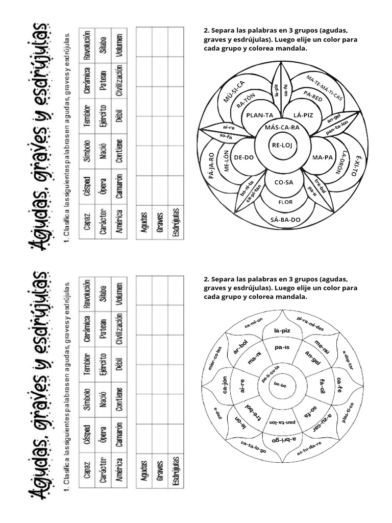 Actividad Agudas Graves y Esdrújulas | PDF