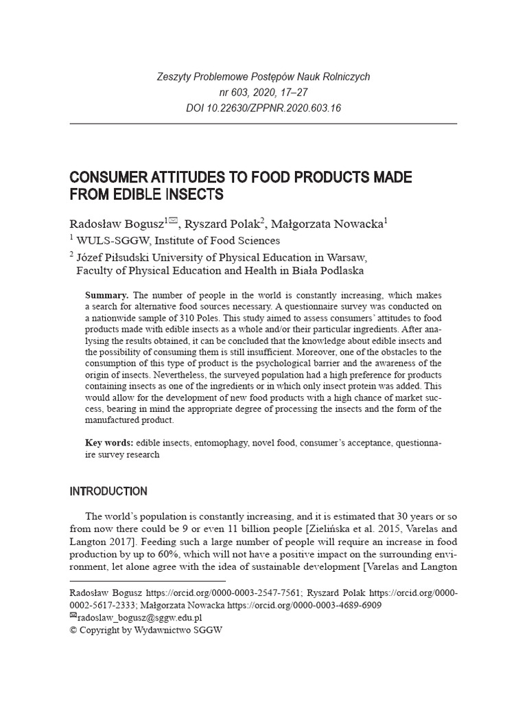 Consumer Attitudes To Food Products | PDF