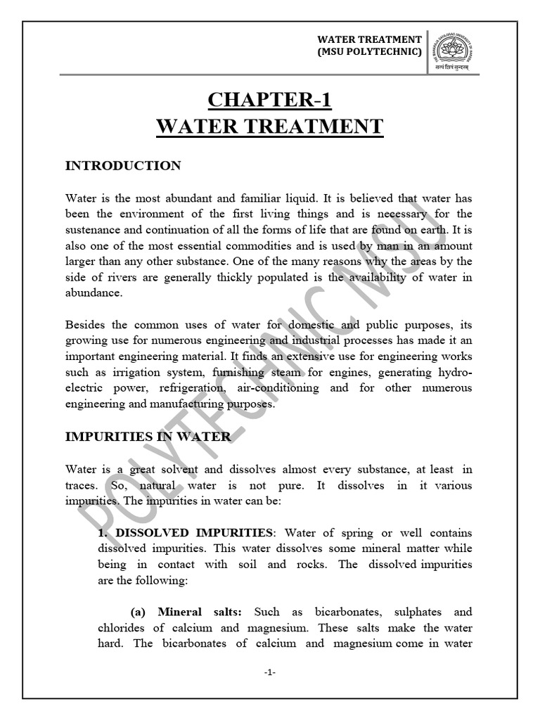 Ch-1 Water Treatment | PDF