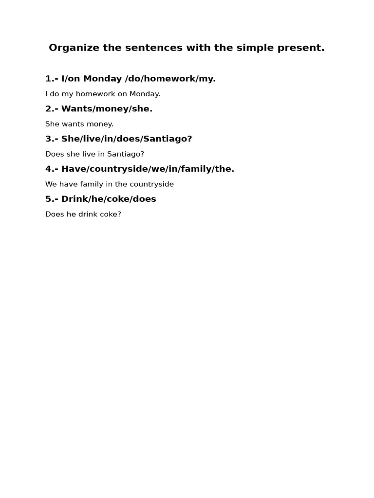 Simple Present (Homework) | PDF