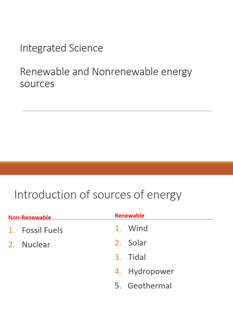 Renewable and Nonrenewable Energy Sources | PDF