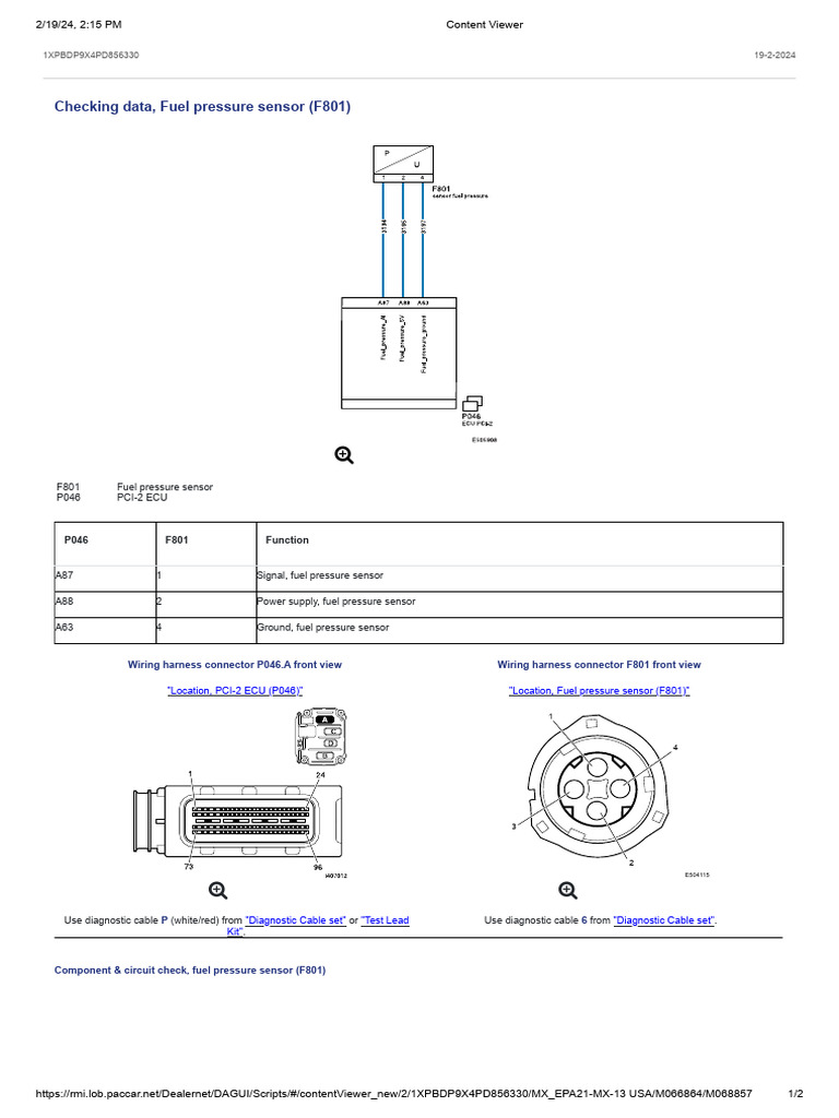 Checking Data Fuel Pressure Sensor | PDF
