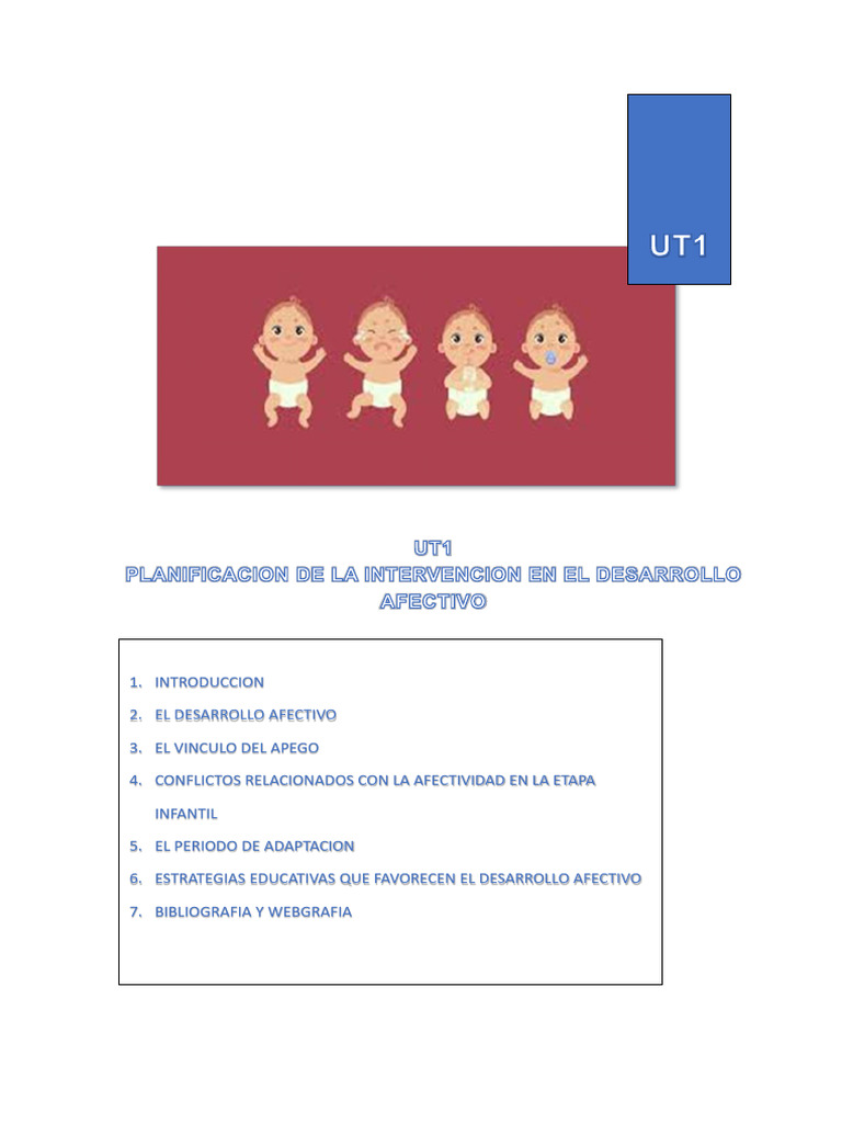 Ut1 - Planificacion de La Intervencion en El Desarrollo Afectivo | PDF