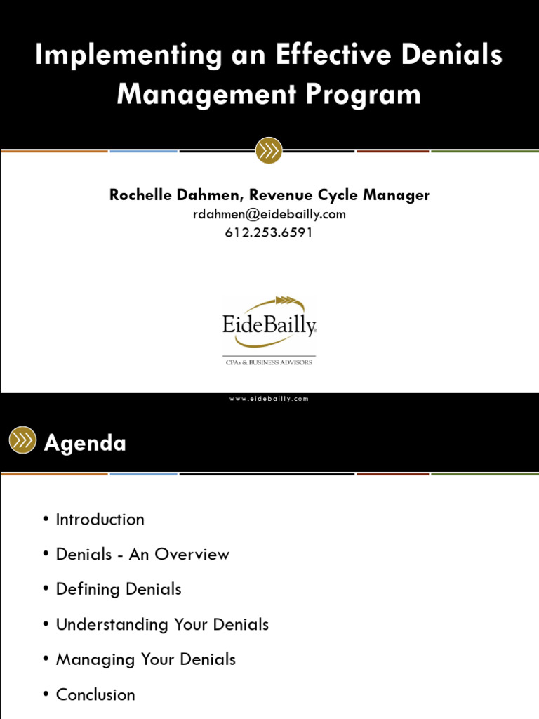 1115 - F - Dahmen - Denials Management Reducing and Eliminating Claim ...