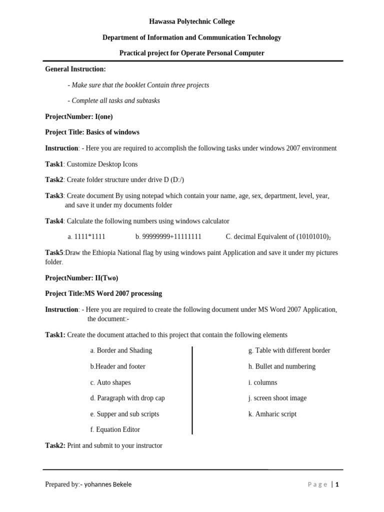 Practical Projects for operate Personal computer | PDF