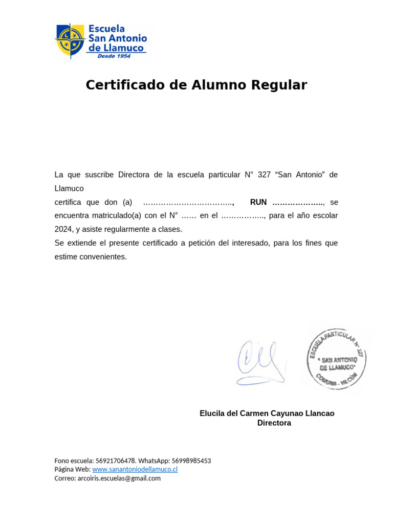 Certificado de Alumno Regular | PDF