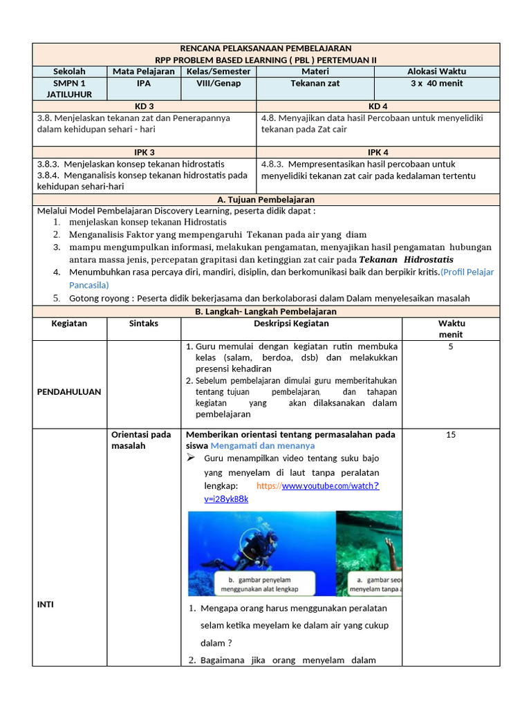 RPP 2 Tekanan Hidrostatis | PDF