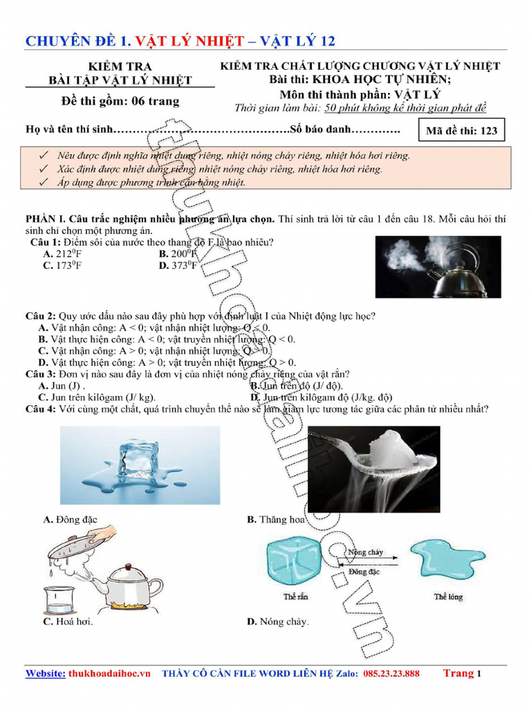 Kiem Tra Chat Luong Bai Tap Vat Ly Nhiet | PDF