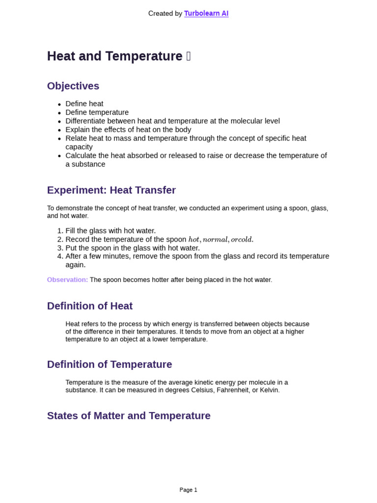 Understanding Heat and Temperature Science 8 Q1 | PDF | Temperature | Heat