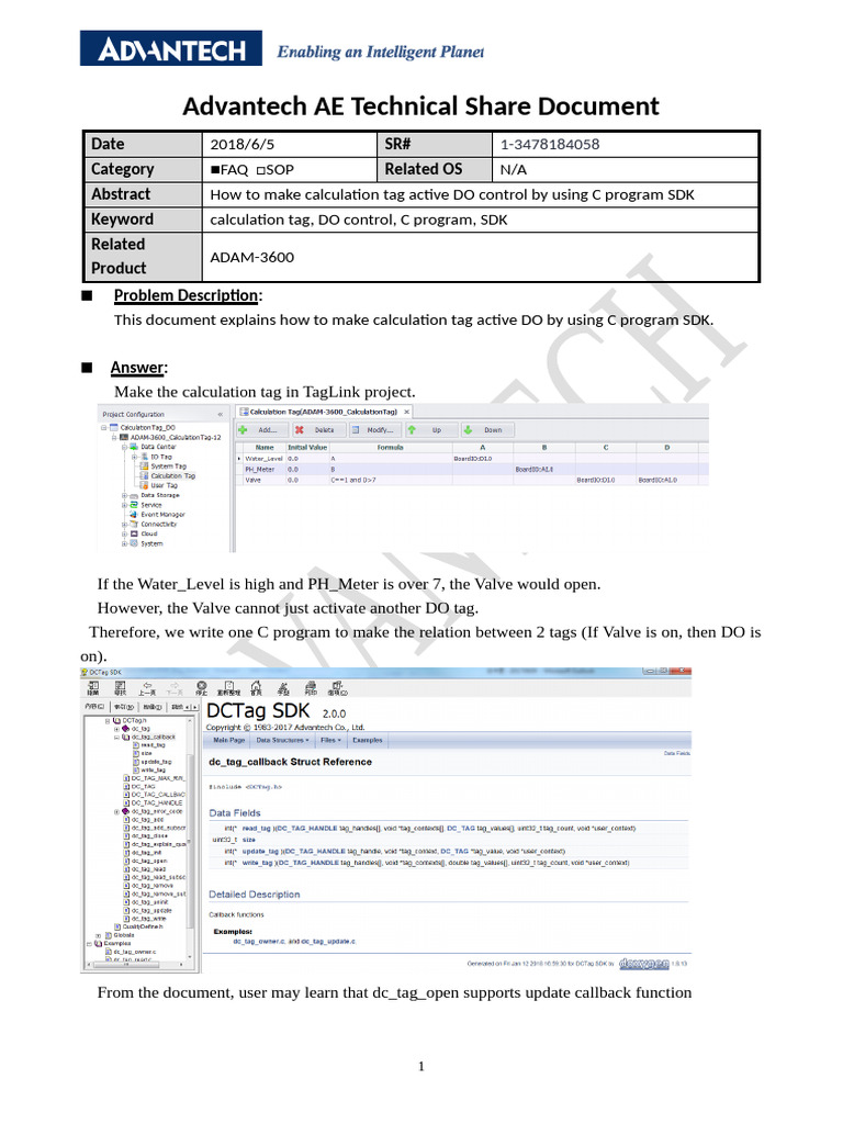 IAG - FAQ - ADAM-3600, How To Make Calculation Tag Active DO Control by Using C Program SDK | PDF