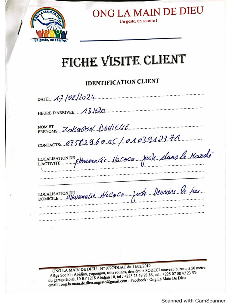 Fiche D'adhésion Et de Visite Des Personnes À Décaisser en 2024 - Organized | PDF