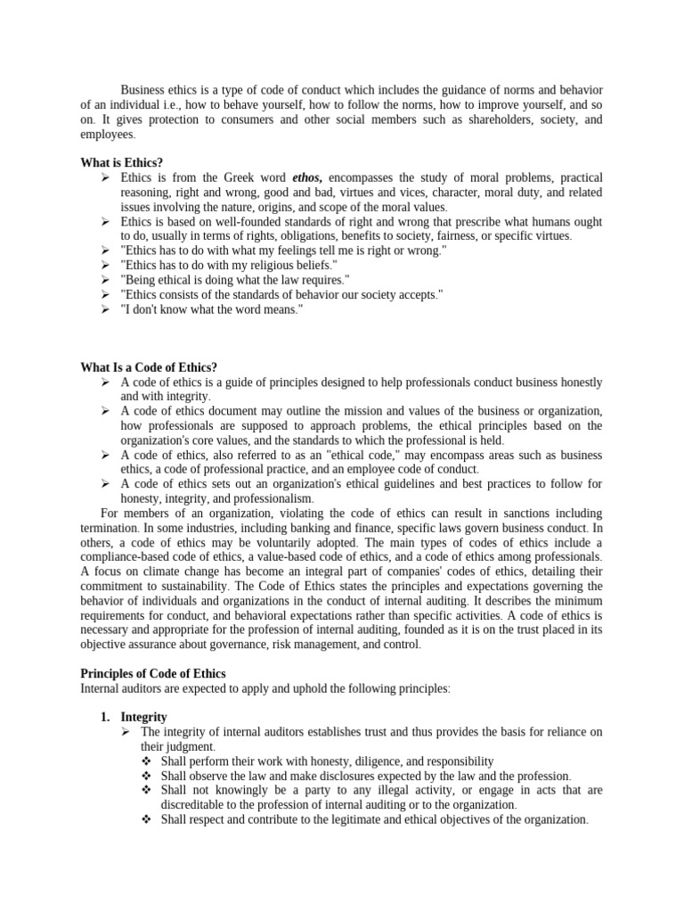 Code of Ethics | PDF