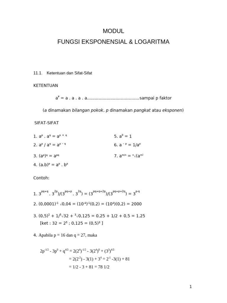 Fungsi Eksponensial & Logaritma | PDF