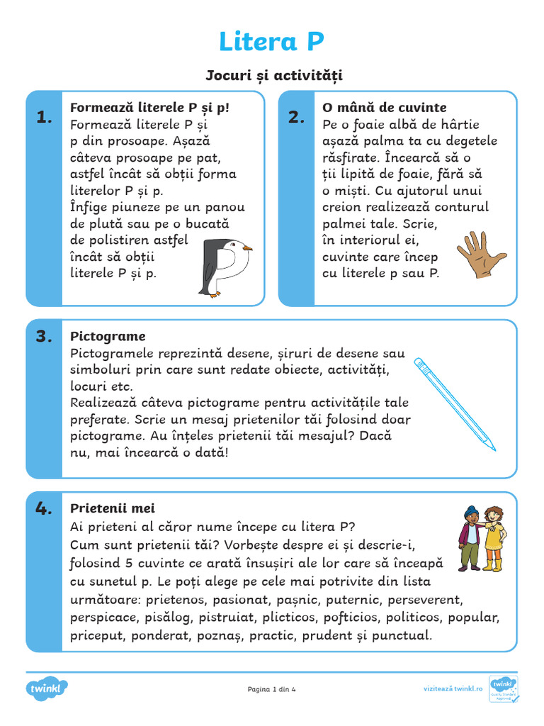 Litera P - Jocuri Si Activitati | PDF