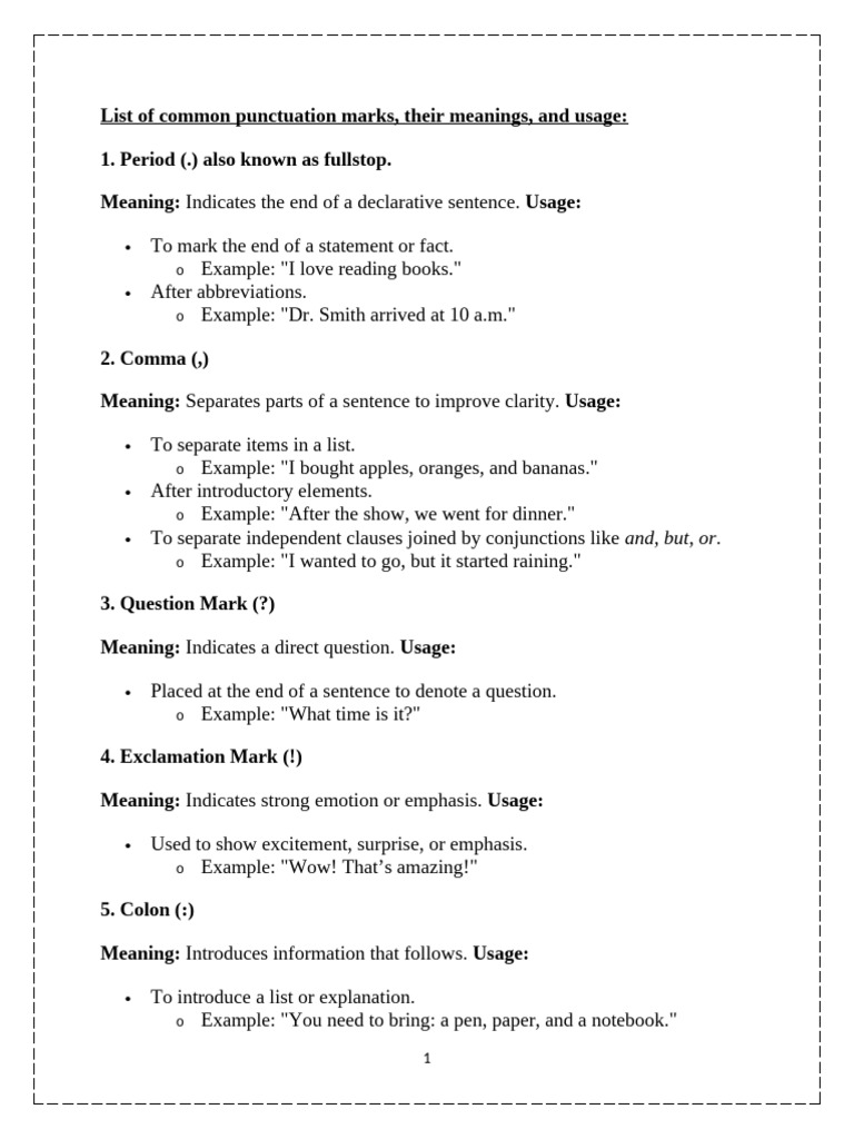 List of common punctuation marks | PDF