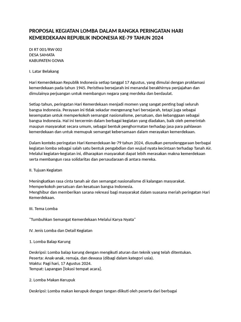 Contoh Proposal Agustusan 3 | PDF