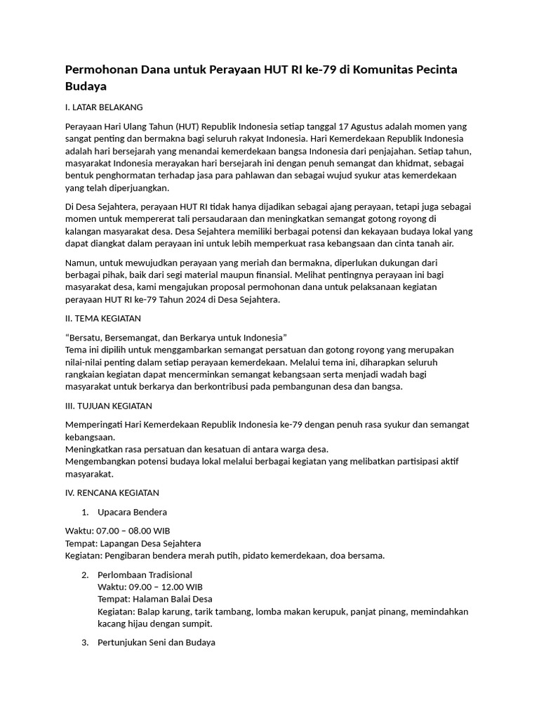 Contoh Proposal Agustusan 1 | PDF