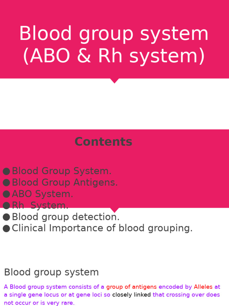 Overview of Blood Group Systems and Importance | PDF | Blood Type ...