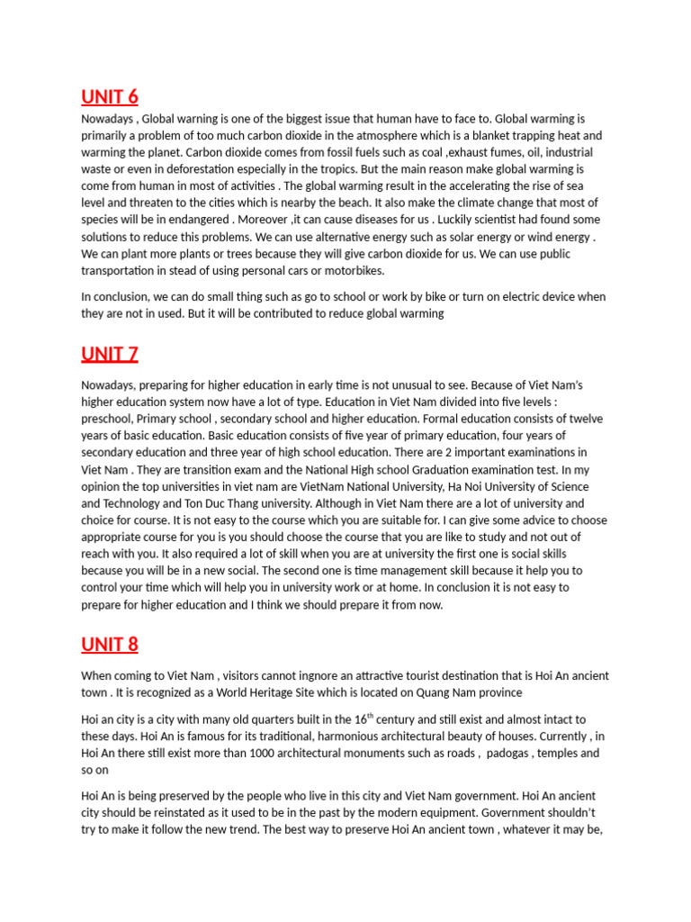 Speaking U6 U7 U8 U9 | PDF