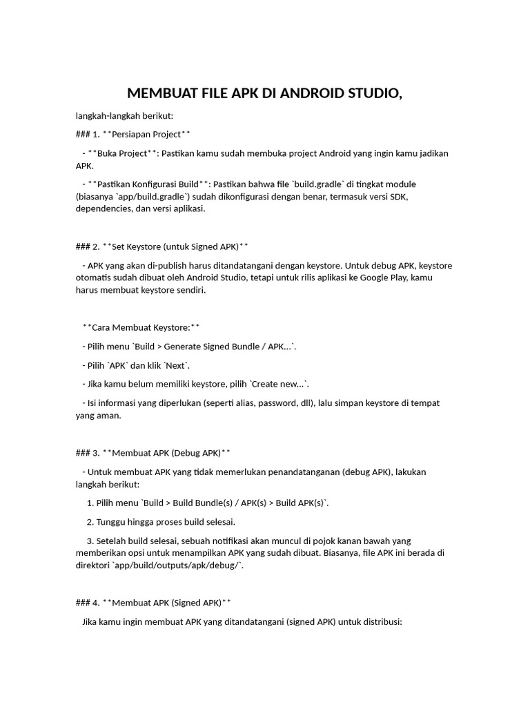 MEMBUAT FILE APK DI ANDROID STUDIO | PDF MEMBUAT FILE APK DI ANDROID STUDIO | PDF