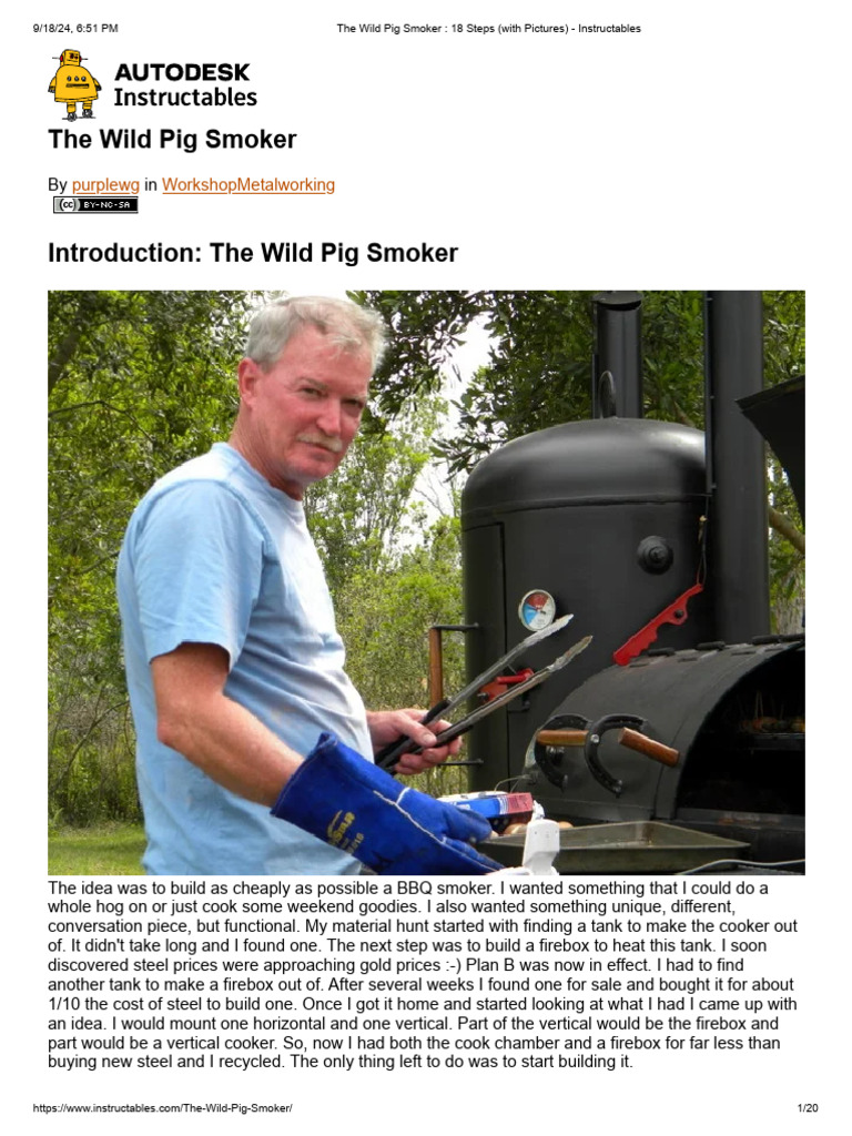 The Wild Pig Smoker - 18 Steps (With Pictures) - Instructables | PDF