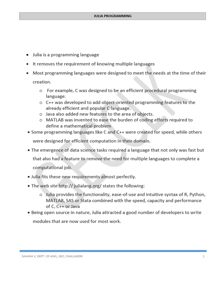 Julia Introduction | PDF