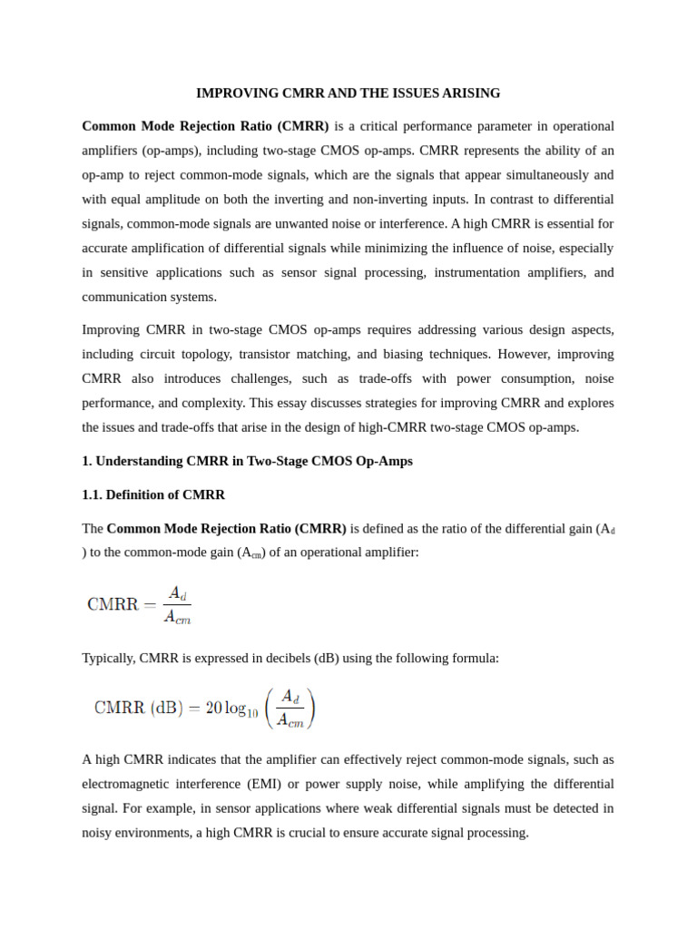 IMPROVING CMRR AND THE ISSUES ARISING | PDF
